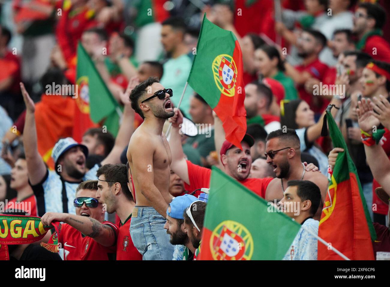 Portugal fans in the stands ahead of the UEFA Euro 2024, round of 16 ...