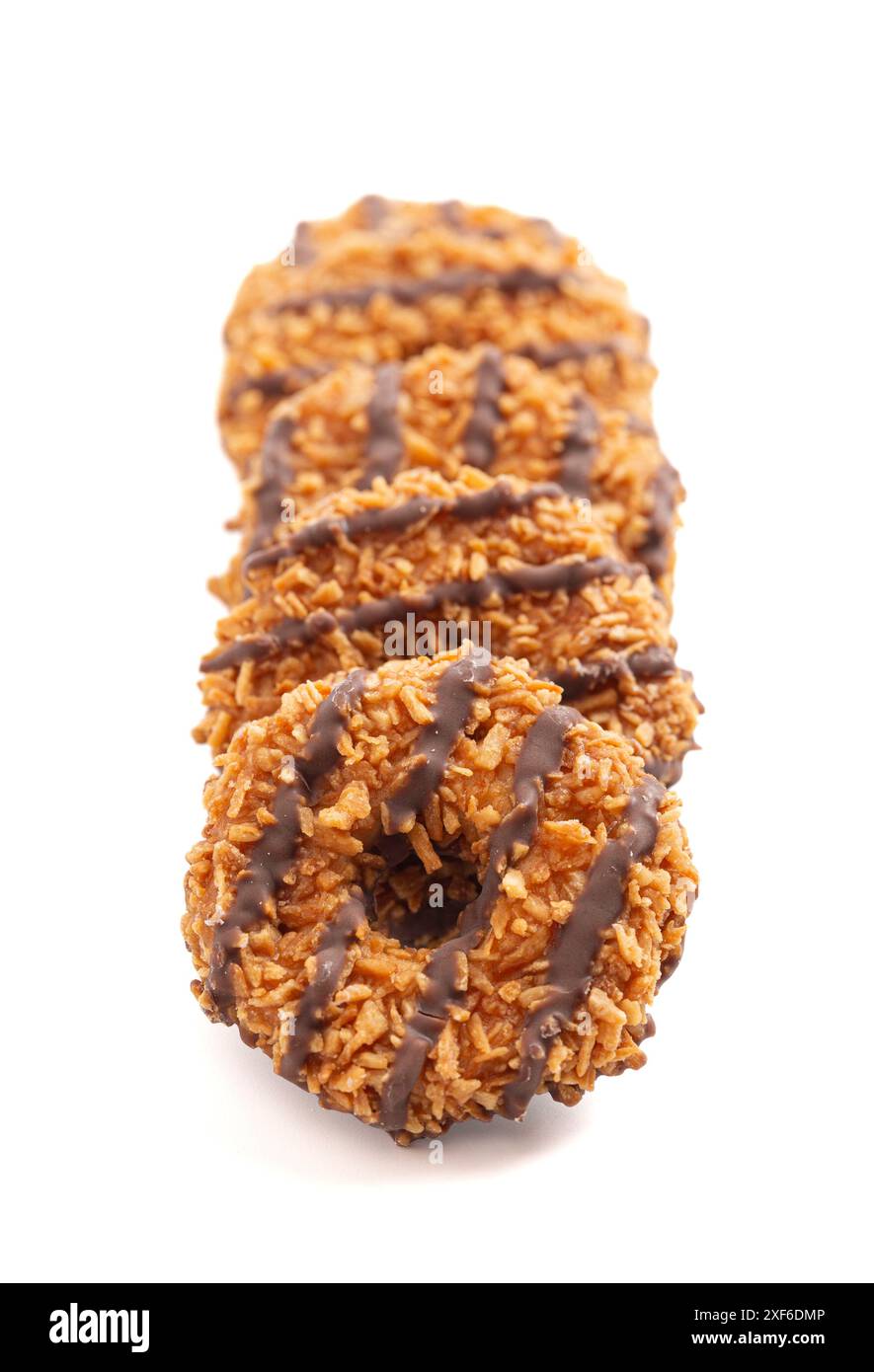 Sweet Coconut Caramel Fudge Striped Cookies Isolated on a White ...