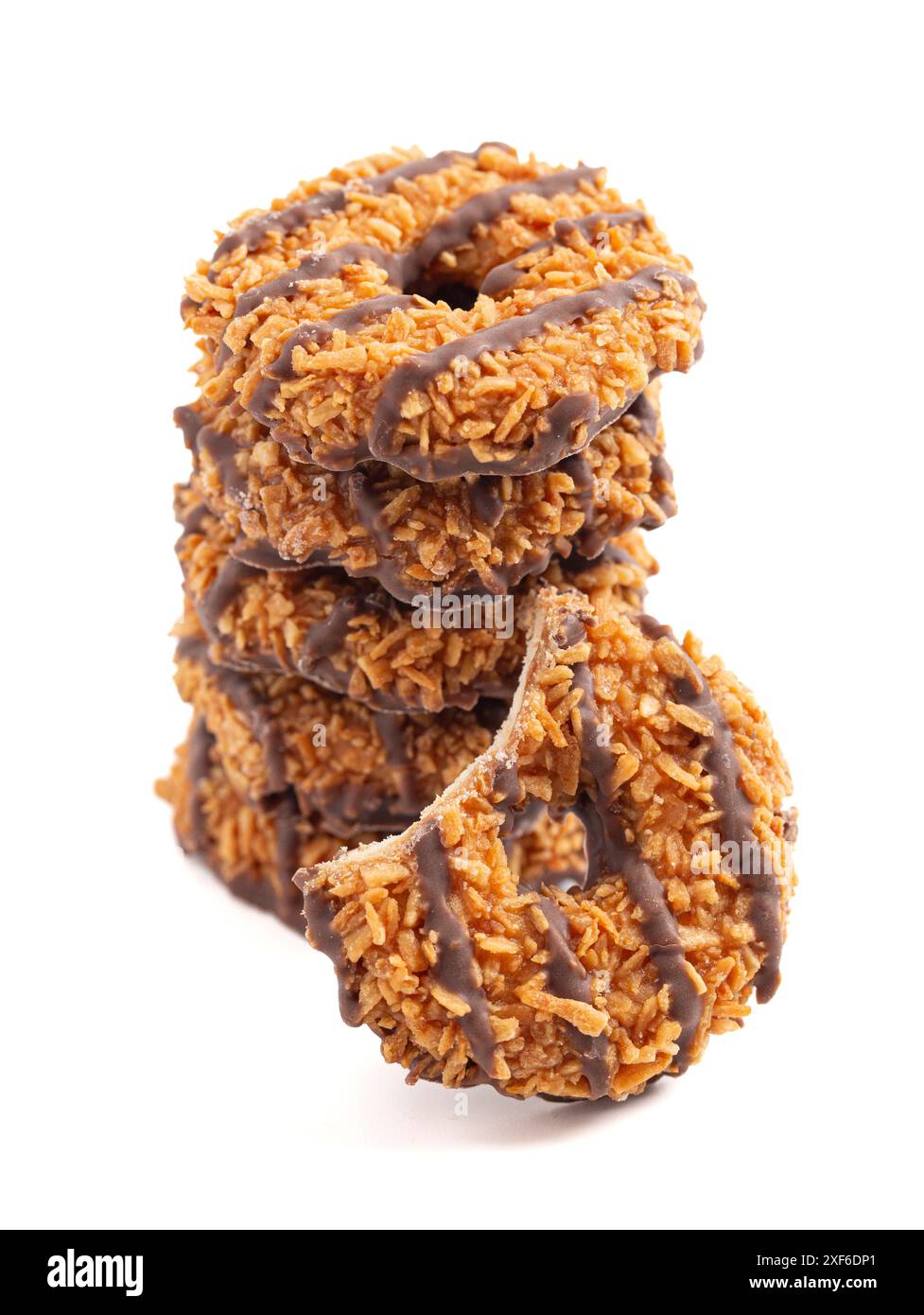 Sweet Coconut Caramel Fudge Striped Cookies Isolated on a White ...