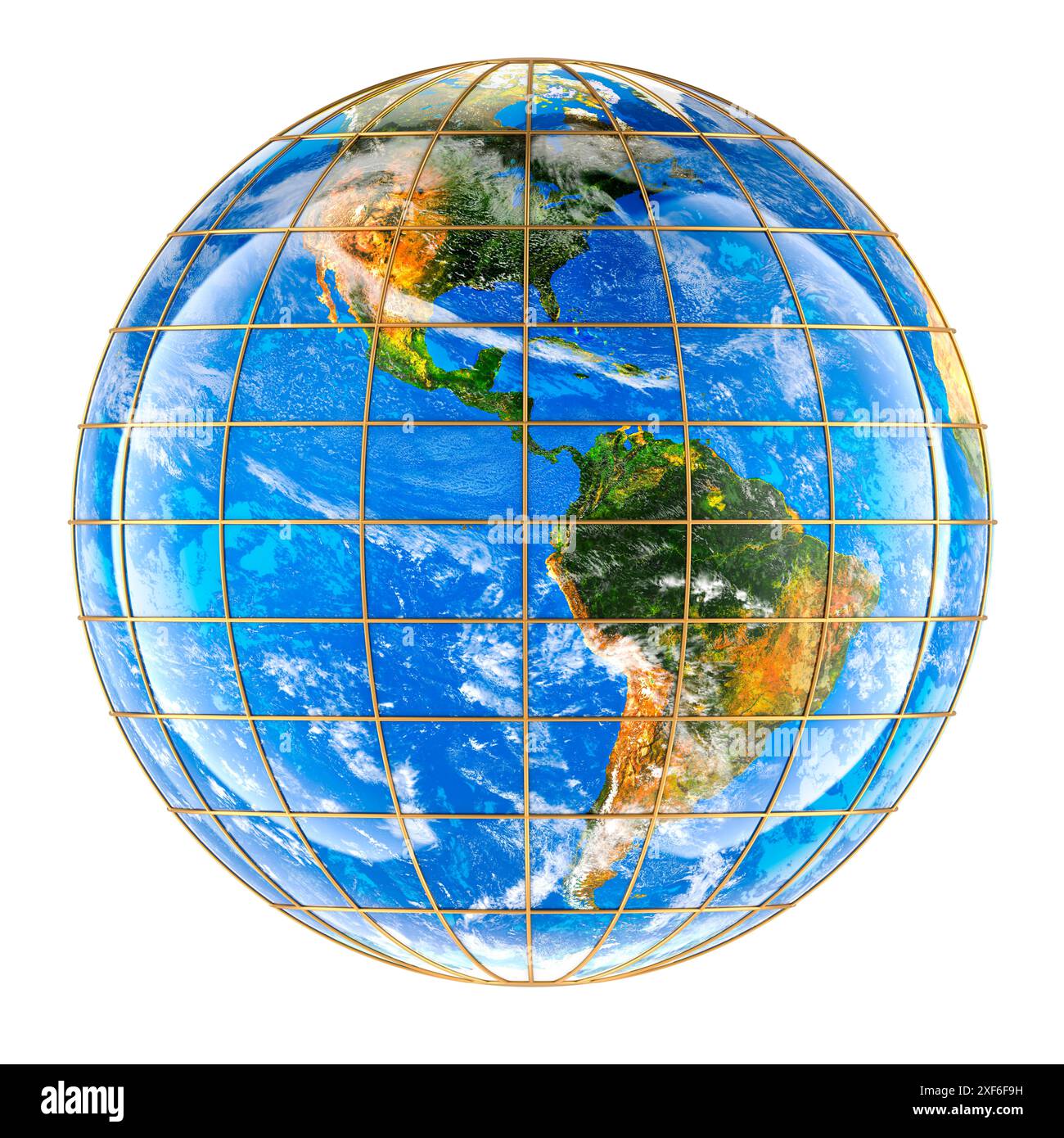 Earth Globe Western Hemisphere with meridians and parallels, 3d ...