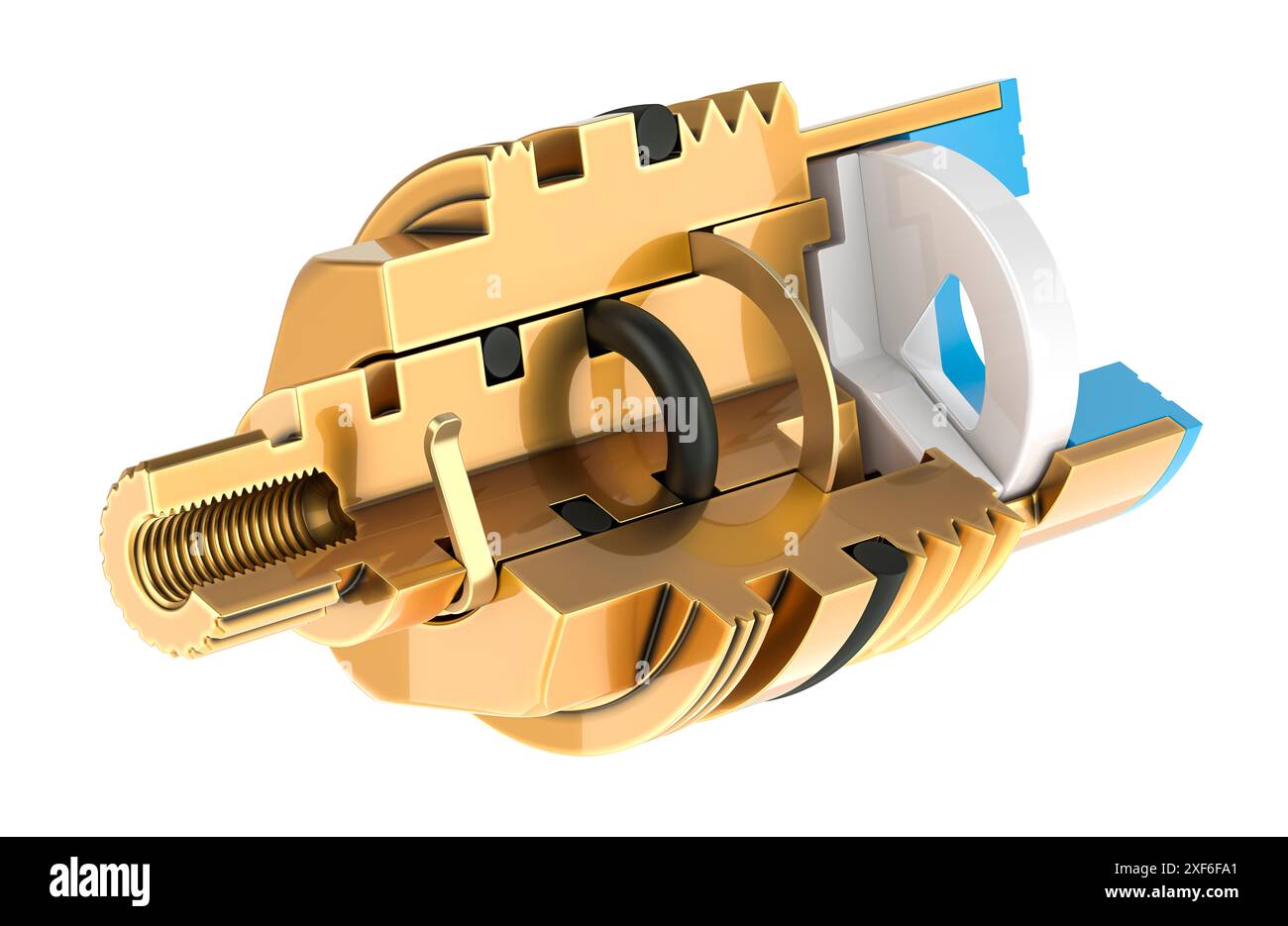 Cutaway view of standard washer tap valve headwork compression gland ...