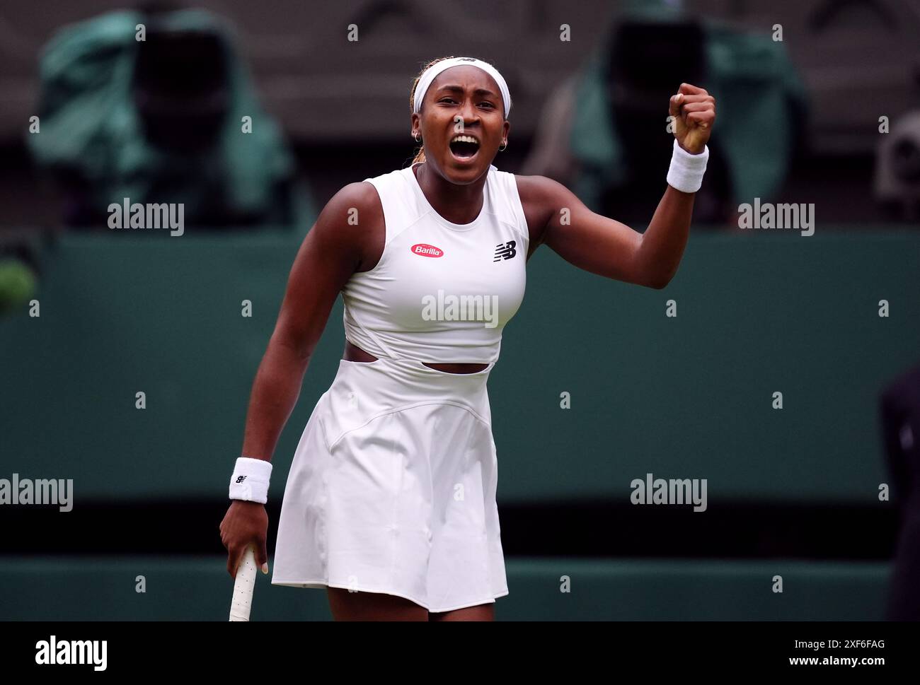 Coco Gauff reacts during her match against Caroline Dolehide (not ...