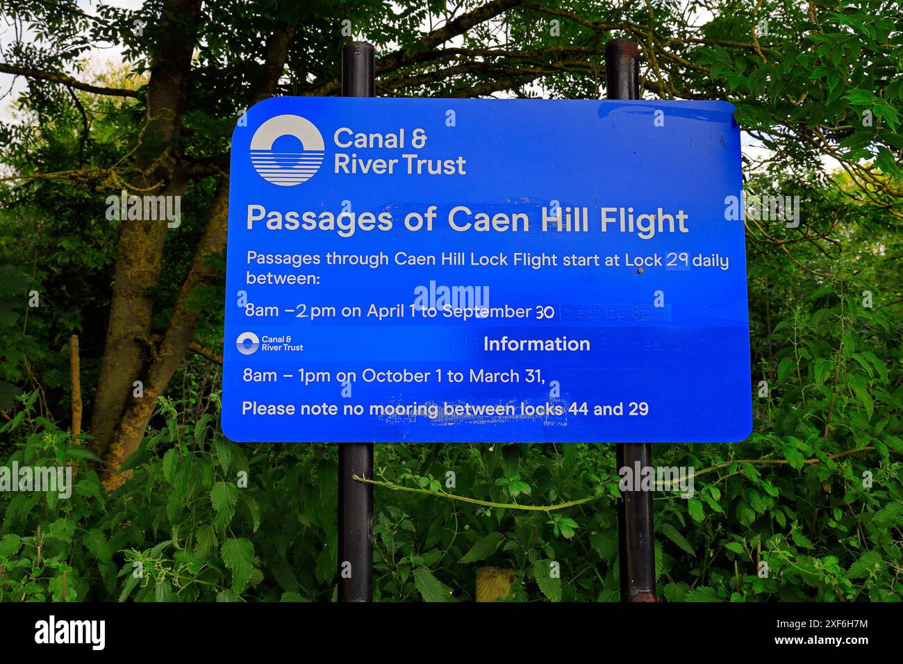 Caen Hill Flight of Locks sign, Devizes, Wiltshire, West Country ...