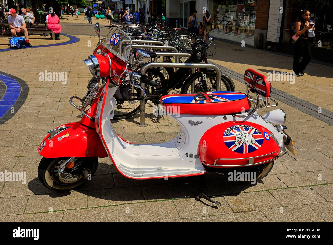 Smart well-kept scooter with English/The Jam themed paintwork Stock ...