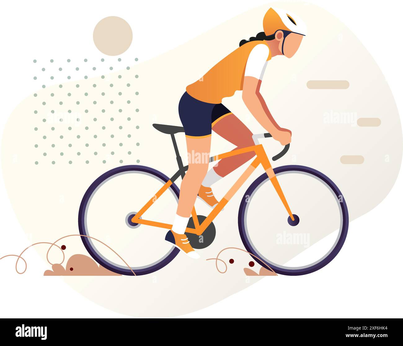 Young Women Competing in Professional Cycling - Stock Illustration as ...