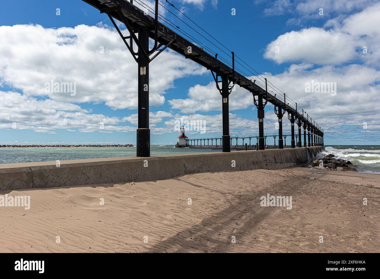 Lighthouse in Michigan City, Indiana on Lake Michigan Stock Photo - Alamy