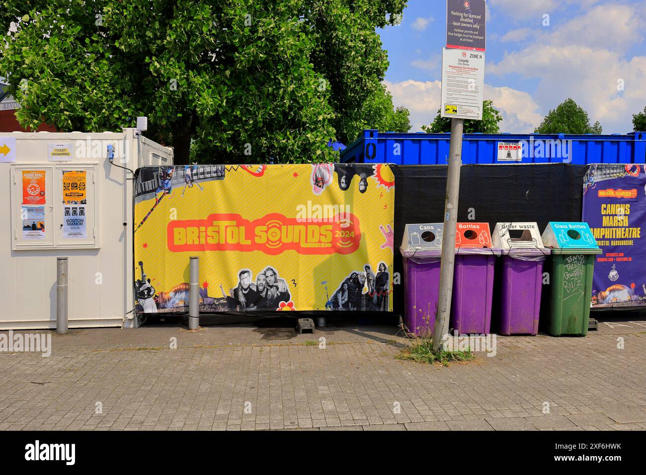 Bristol Sounds 2014 poster and recycling bins. Taken June / July 2024 ...