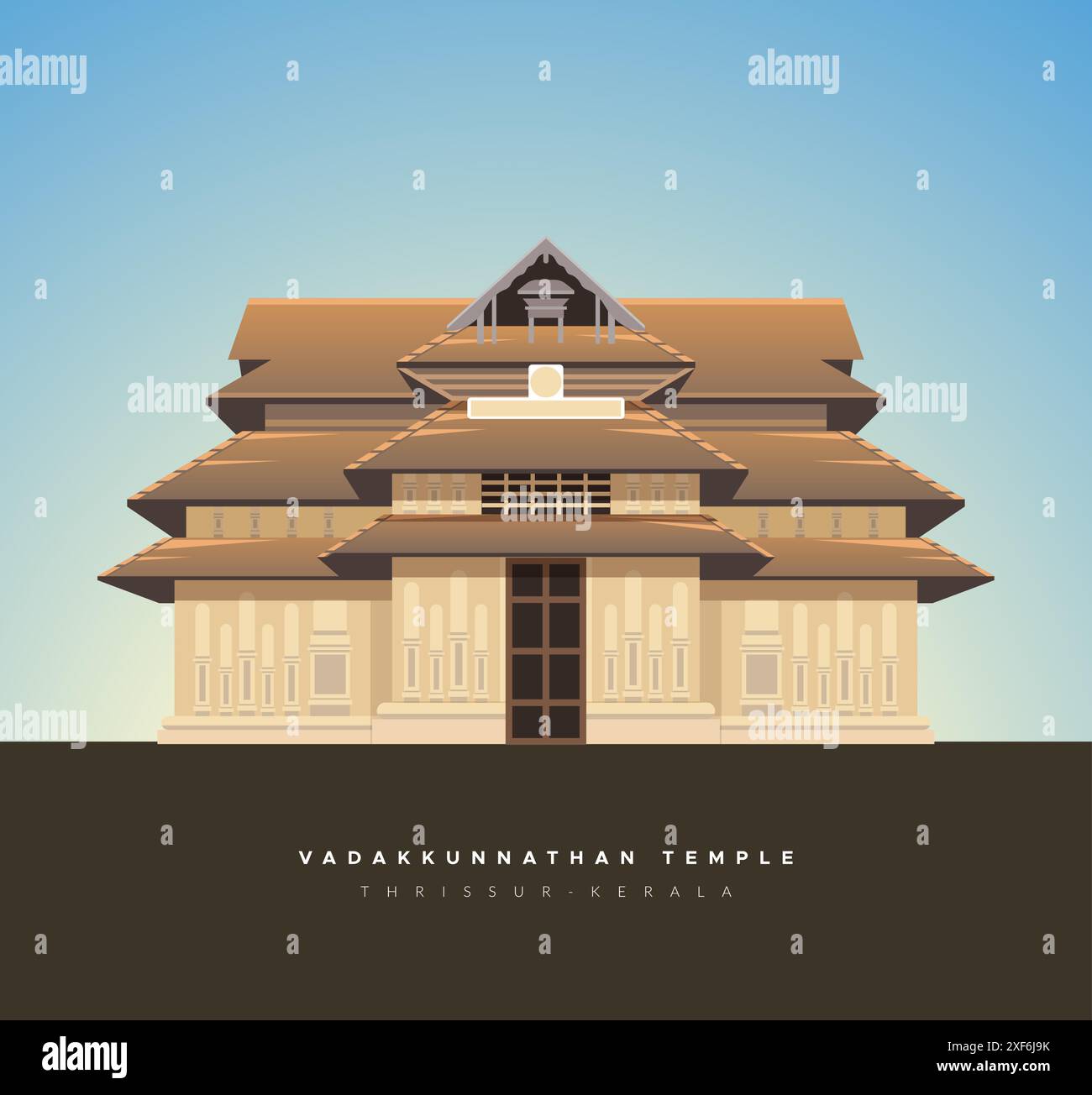 Vadakkunnathan Shiva Temple - Thrissur - Stock Illustration as EPS 10 ...