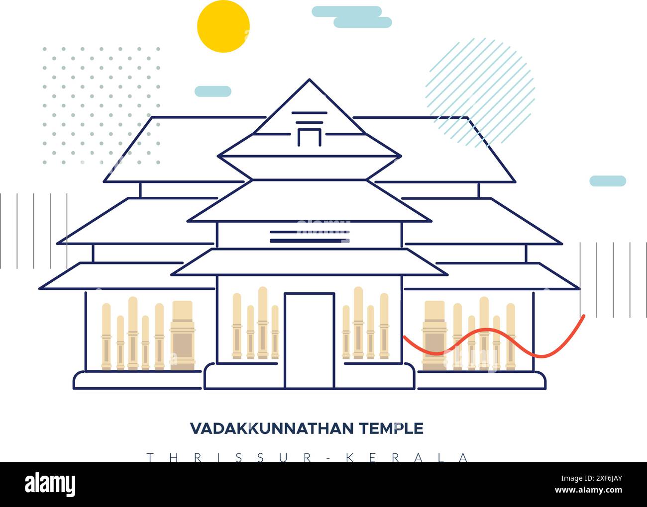 Vadakkunnathan Shiva Temple - Thrissur - Stock Illustration as EPS 10 ...