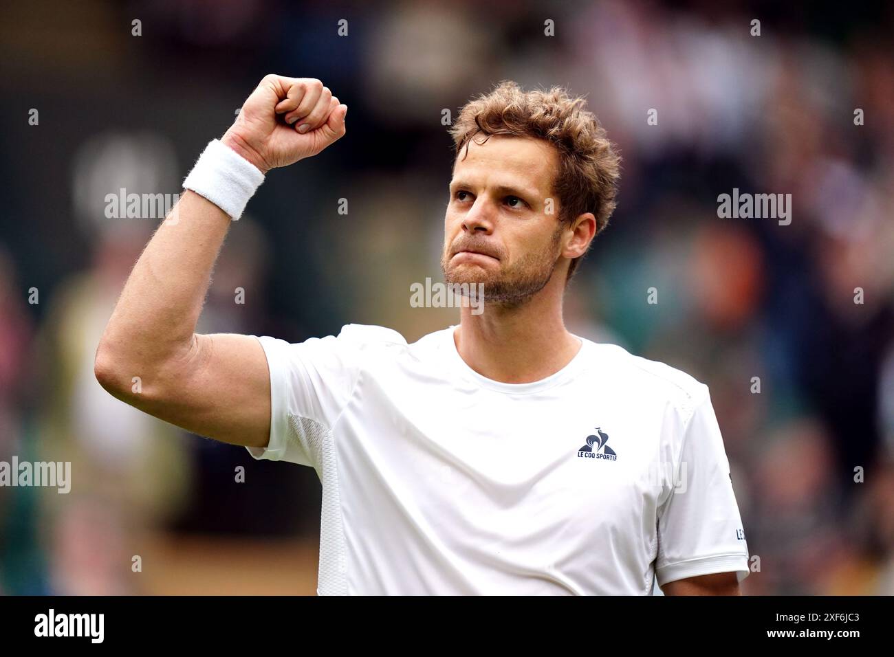 Yannick Hanfmann reacts during his match against Jannik Sinner on day ...