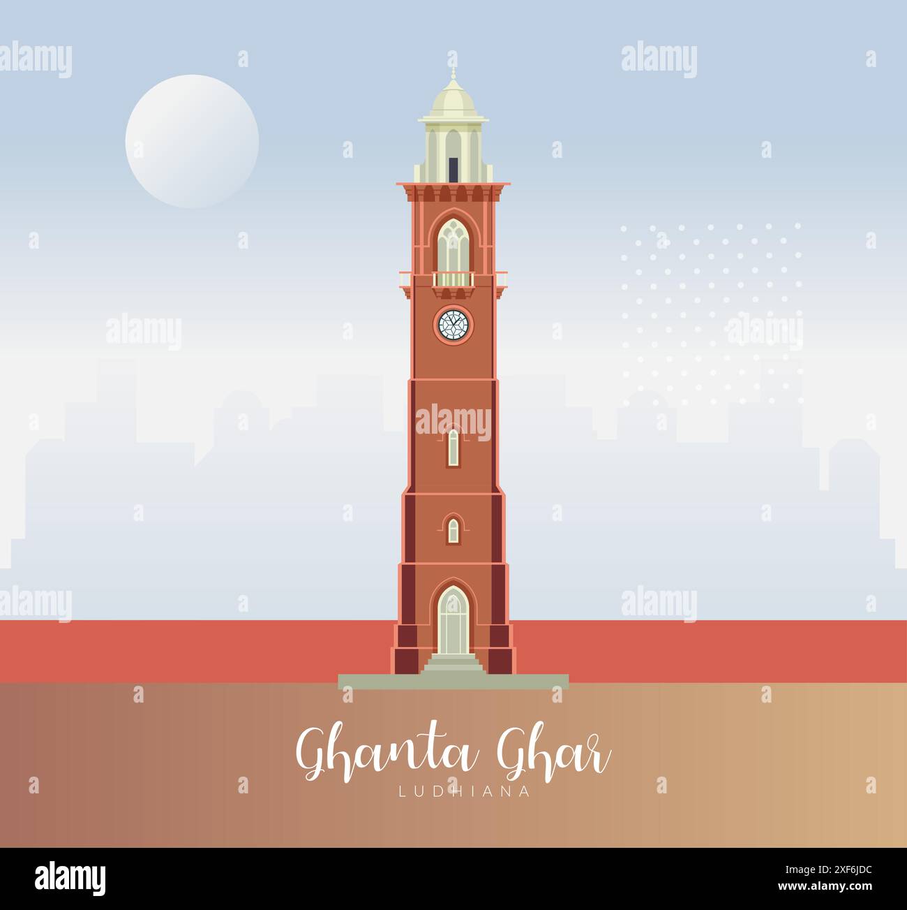 The Clock Tower - Ghanta Ghar - Ludhiana - Stock Illustration as EPS 10 ...
