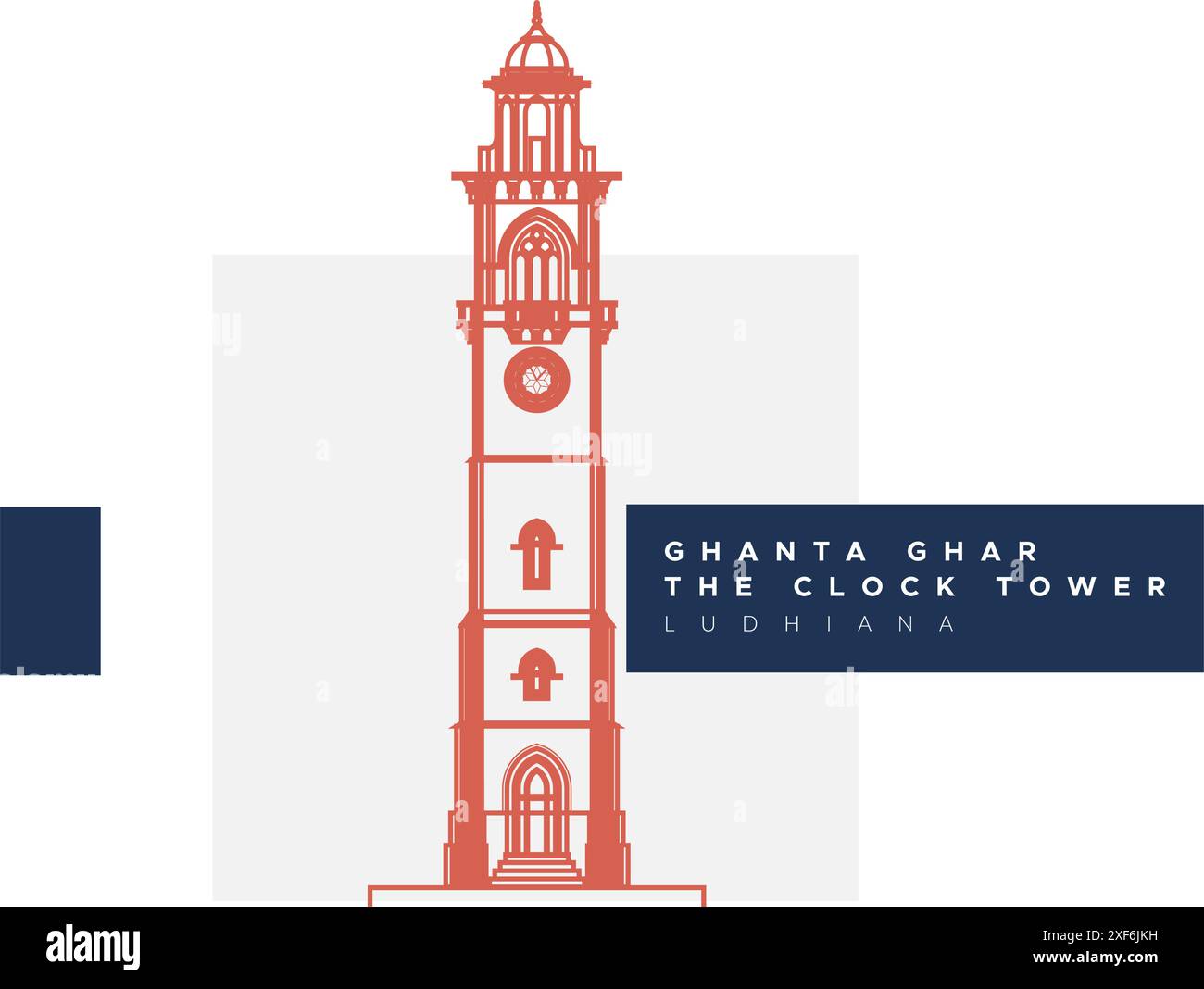 The Clock Tower - Ghanta Ghar - Ludhiana - Stock Illustration as EPS 10 ...