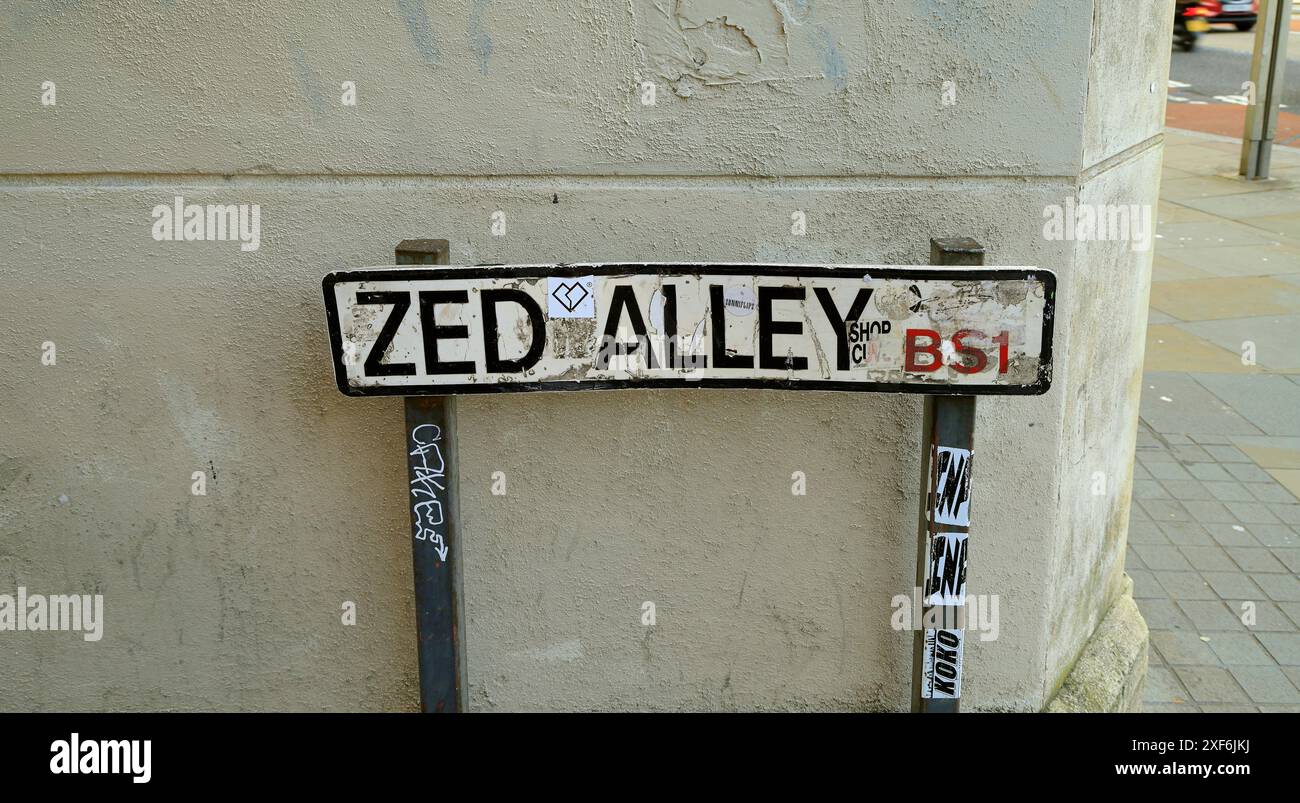 Bristol city centre street sign for Zed Alley BS1. Taken June / July ...