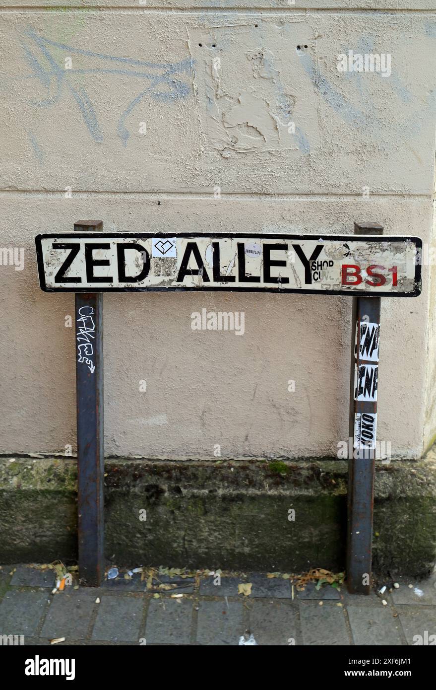 Bristol city centre street sign for Zed Alley BS1. Taken June / July ...