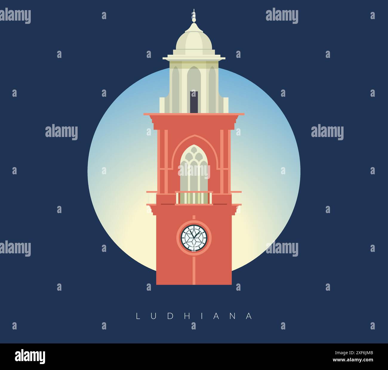 The Clock Tower - Ghanta Ghar - Ludhiana - Stock Illustration as EPS 10 ...