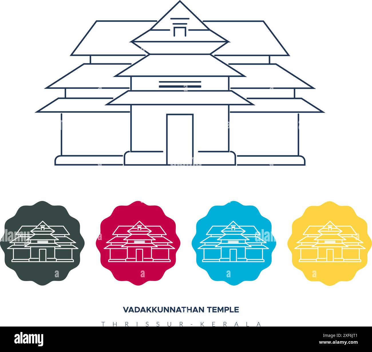 Vadakkunnathan Shiva Temple - Thrissur - Stock Illustration as EPS 10 ...
