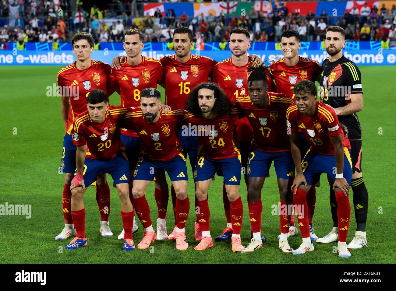 Cologne, Germany. 30 June 2024. Players of Spain pose for a team photo ...