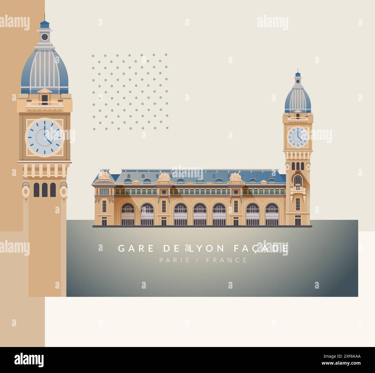 Gare de Lyon - FACADE - Paris, France - Stock Illustration as EPS 10 ...