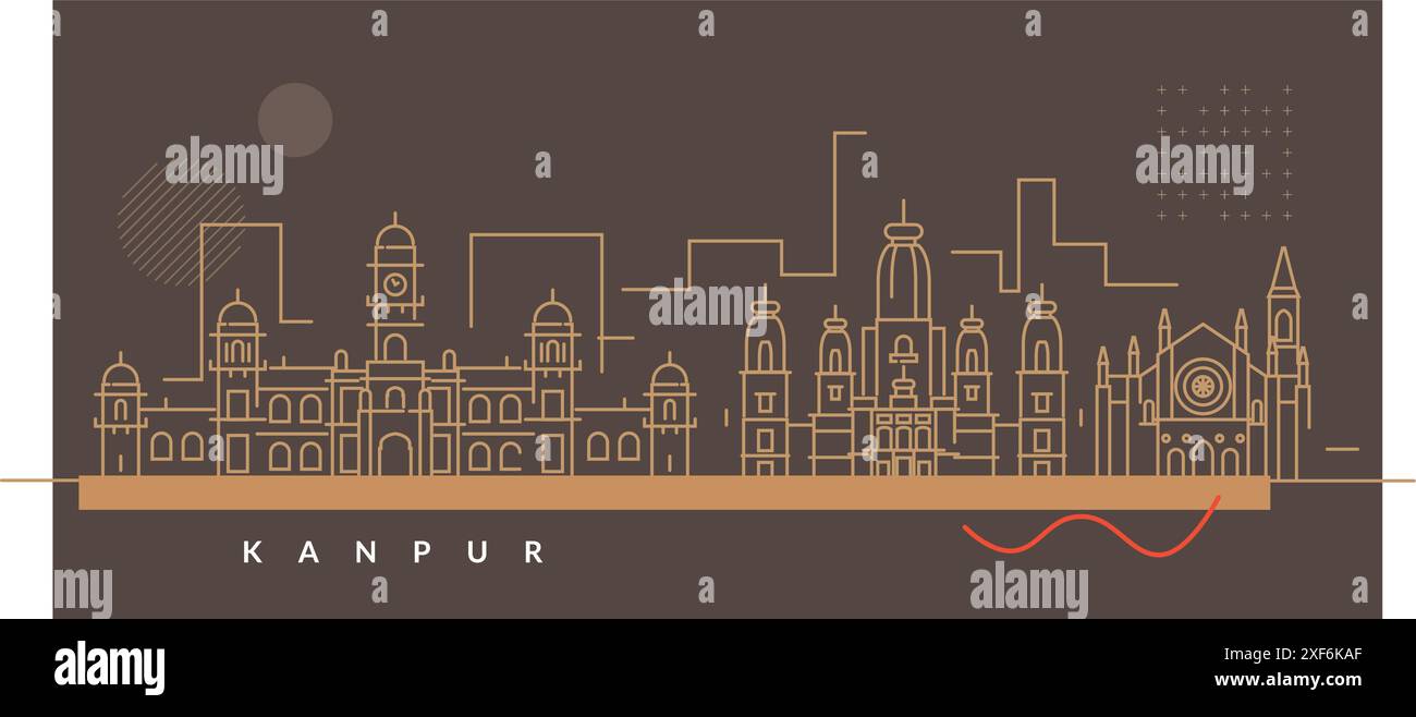 Kanpur City, Key Monument - Simple Skyline Silhouette - Stock ...
