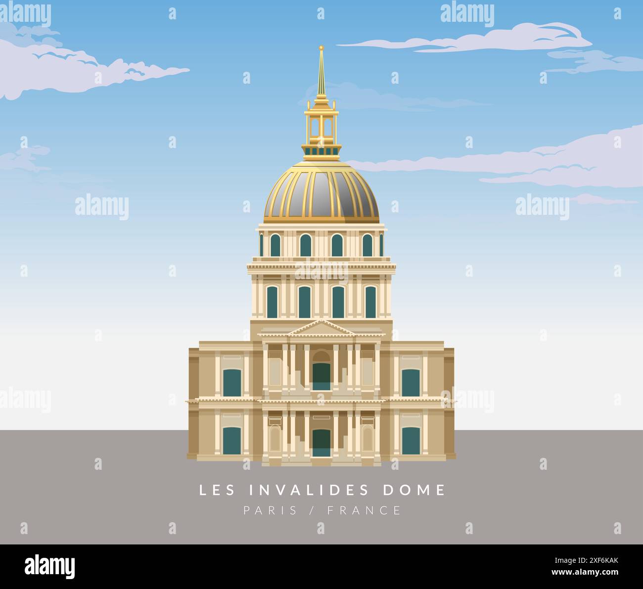 The Dome des Invalides - Paris, France - Stock Illustration as EPS 10 ...
