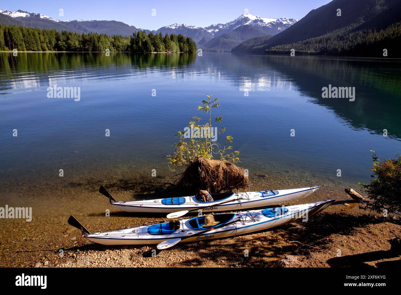 WA24946-00-....WASHINGTON -Kayaks at Anderson Point on Baker Lake with ...