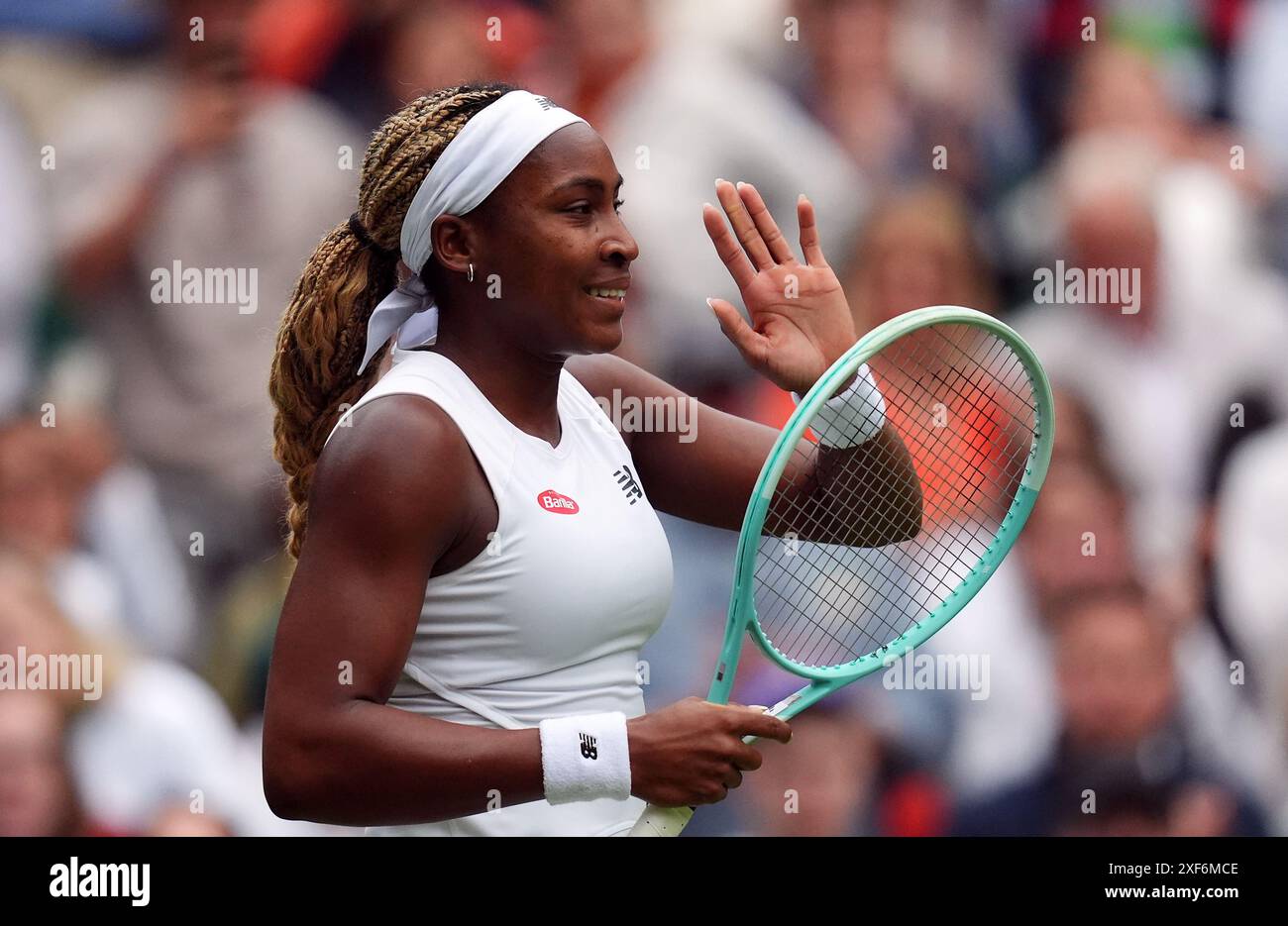 Coco Gauff celebrates beating Caroline Dolehide (not pictured) on day ...