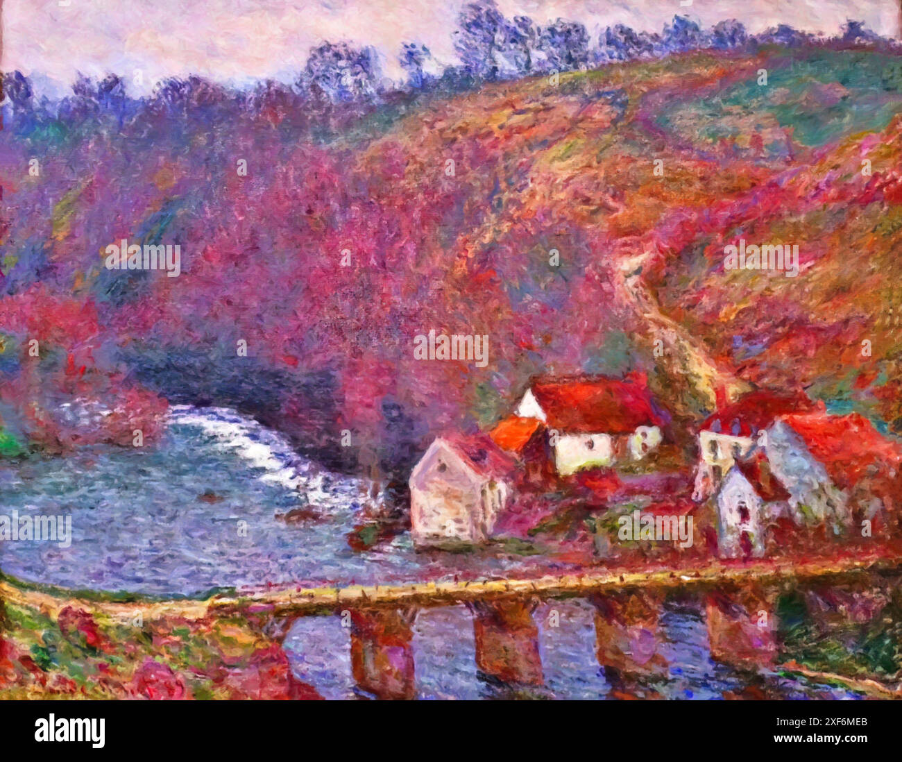 The bridge at Vervy, 1889 (painting) by Artist Monet, Claude (1840-1926 ...