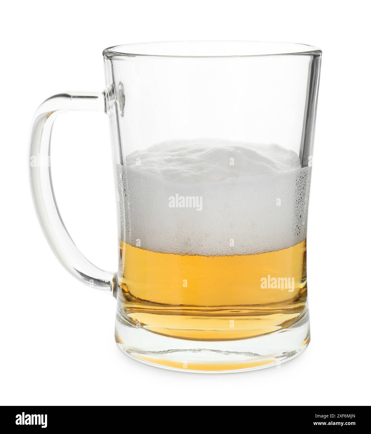 Half full mug of beer isolated on white Stock Photo - Alamy