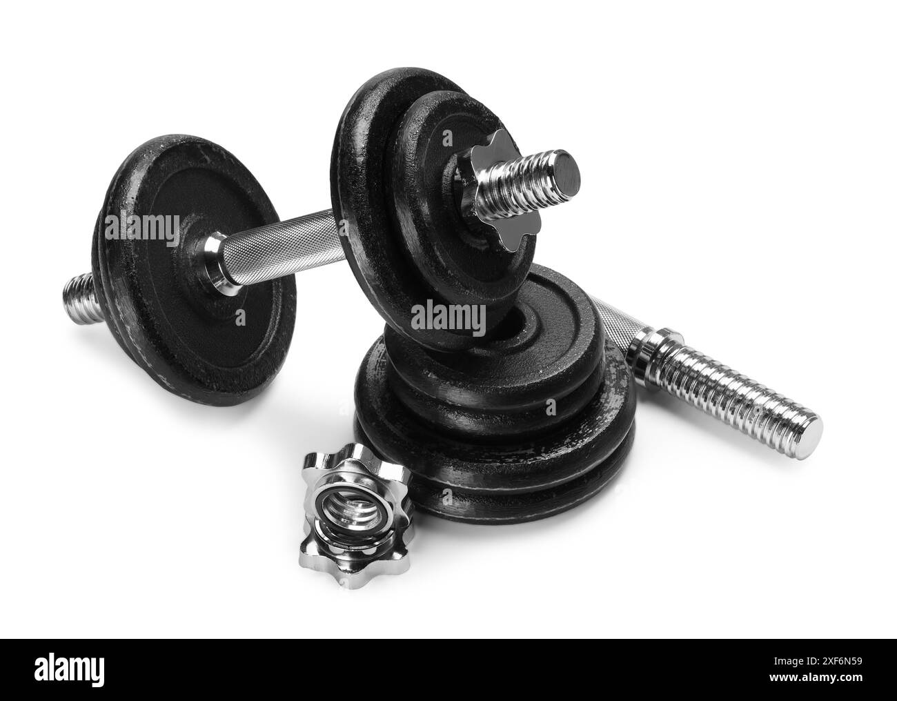 Barbell and parts of one isolated on white Stock Photo - Alamy