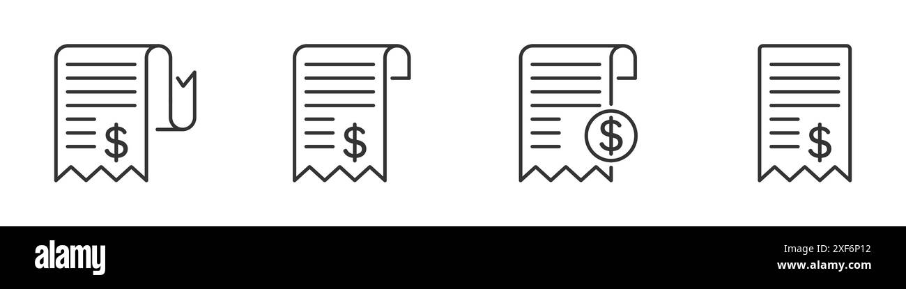 Receipt Bill and Invoice collection set. Flat vector illustration Stock ...
