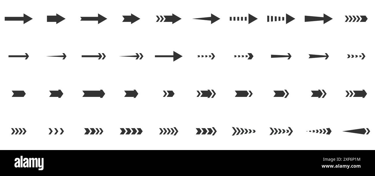 Arrows icons set. Black arrows collection. Flat vector illustration ...