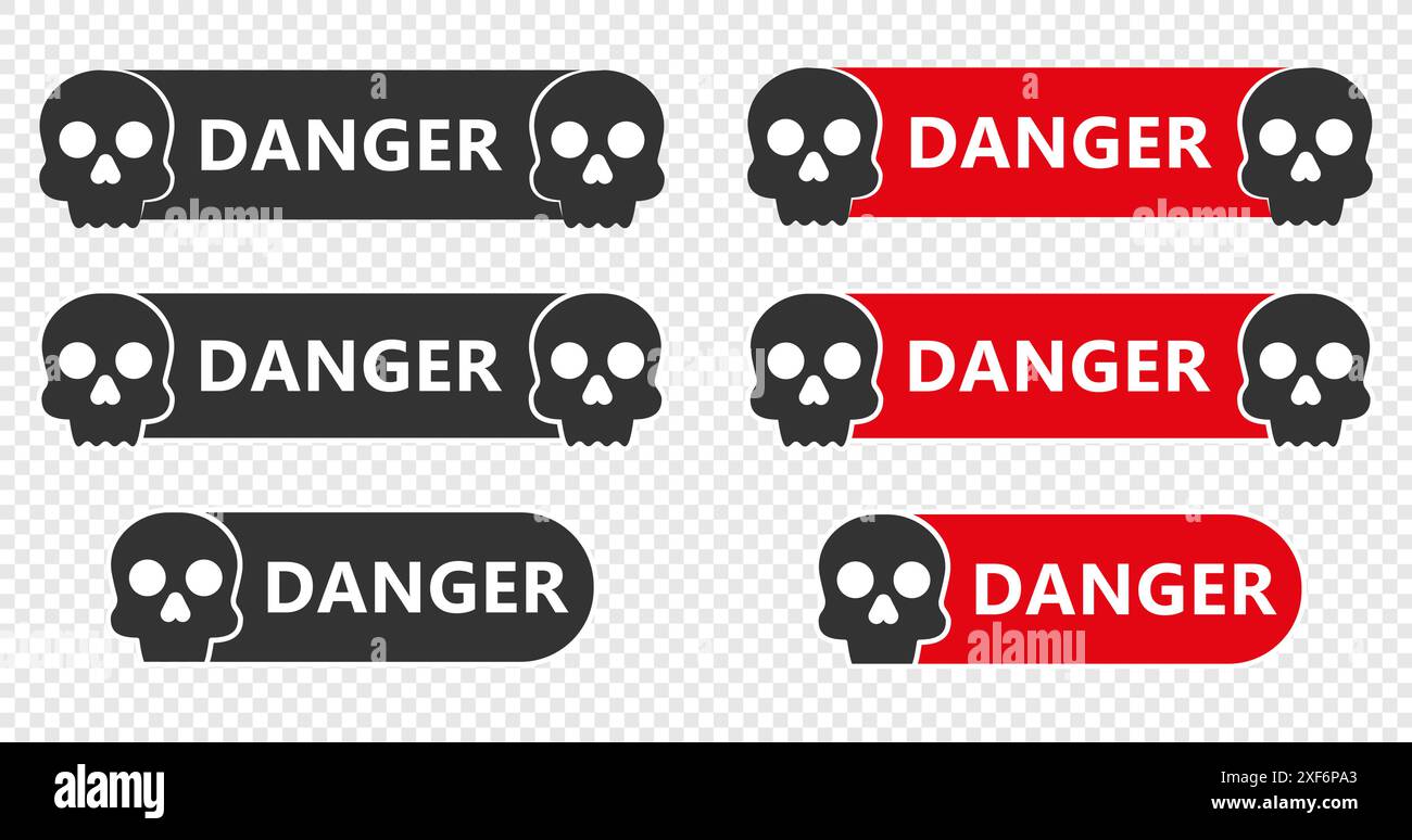 Set of danger sign with skull. Vector illustration isolated on ...