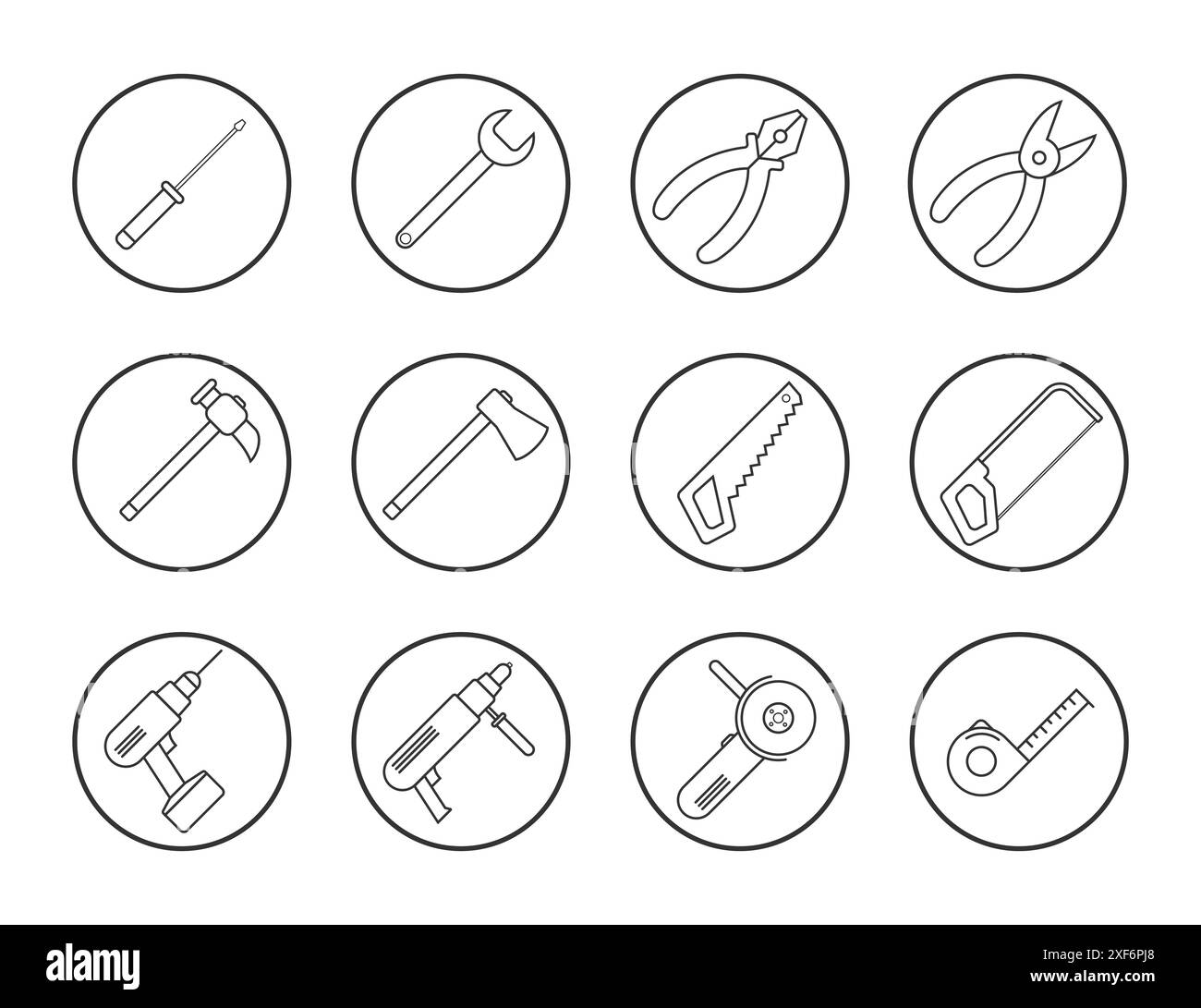 Tools icon set. Stroke vector illustration Stock Vector Image & Art - Alamy