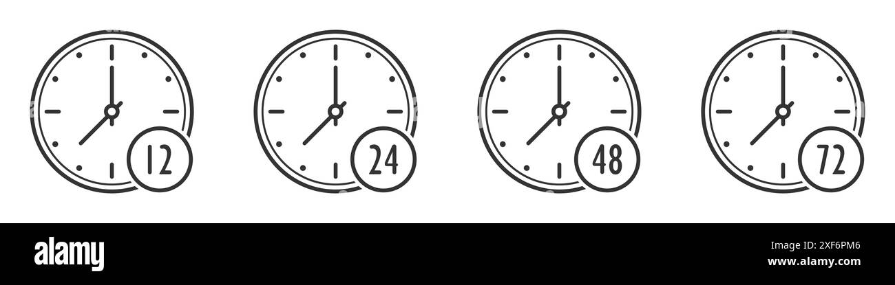 Set of time icons. 12, 24, 48, 72 hours. Flat vector illustration Stock ...