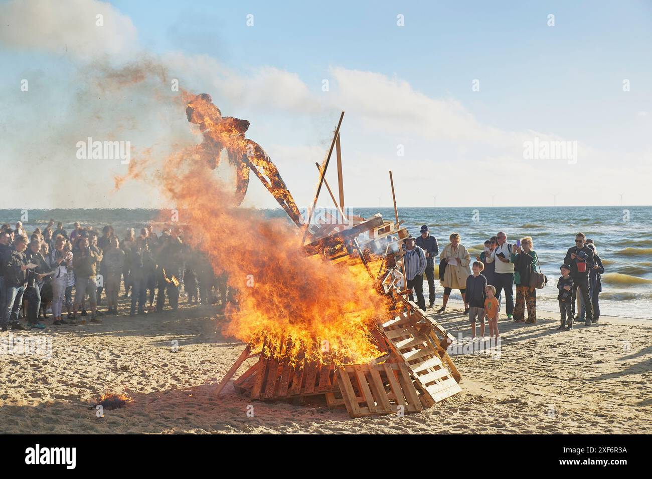 Sondervig, Denmark, June 23, 2024: St. Hans Day on the seashore Stock ...