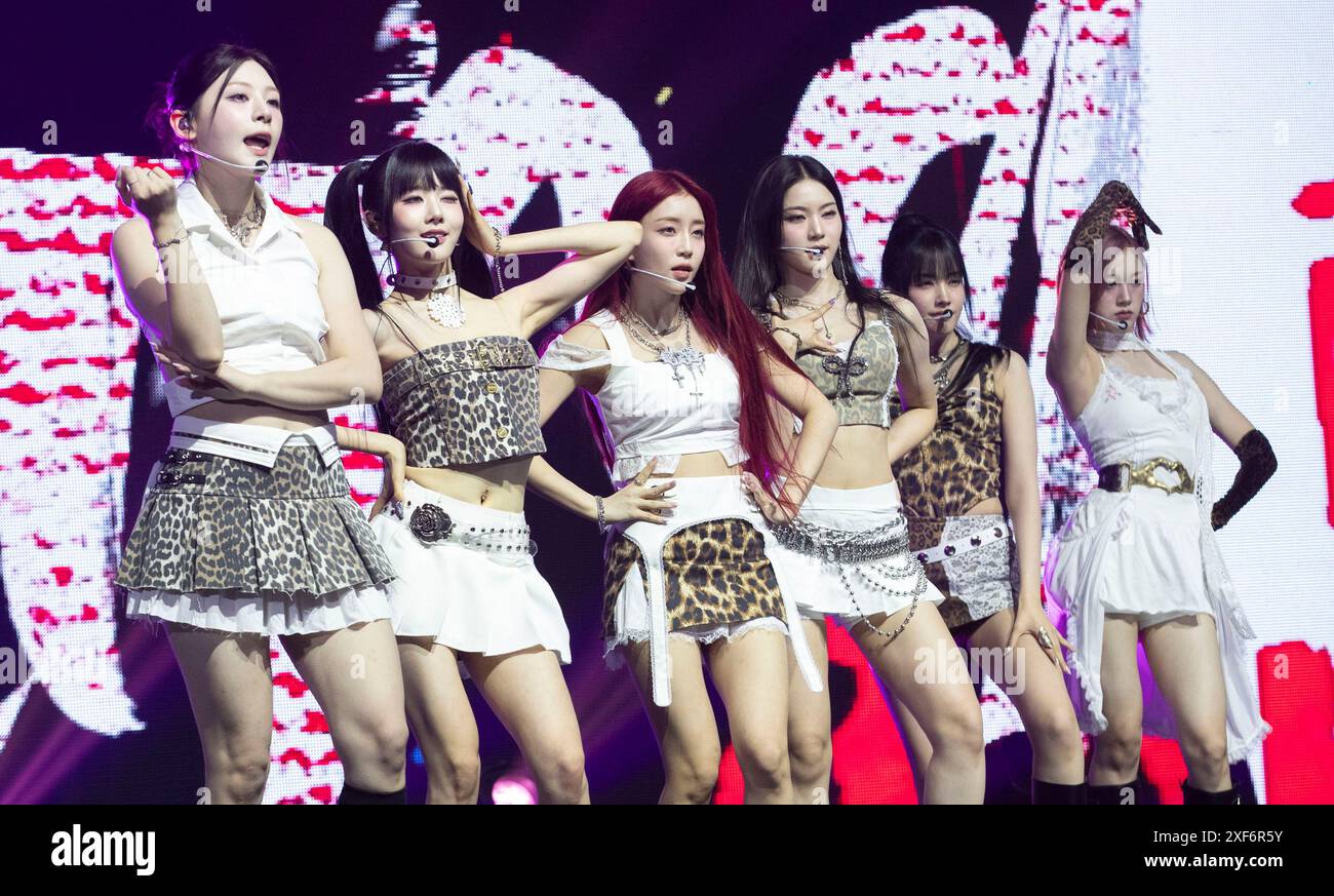 Seoul, South Korea. 1st July, 2024. South Korean K-Pop girl group STAYC, performs onstage during ...