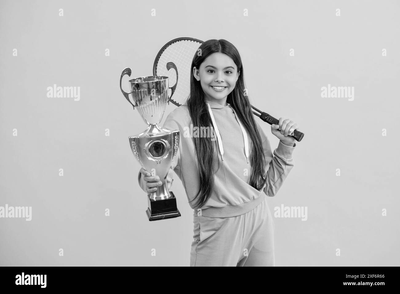 teen girl champion on the tennis court. sport champion girl of ...
