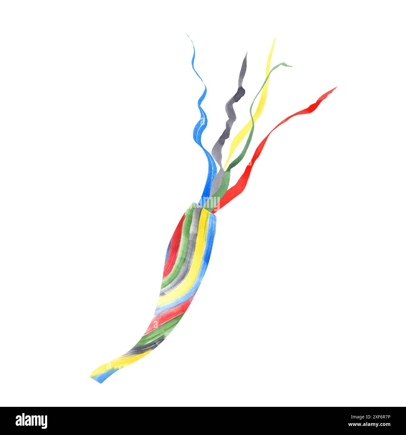 Graceful torch shape with smooth transitions. Multicolored wavy ribbons ...