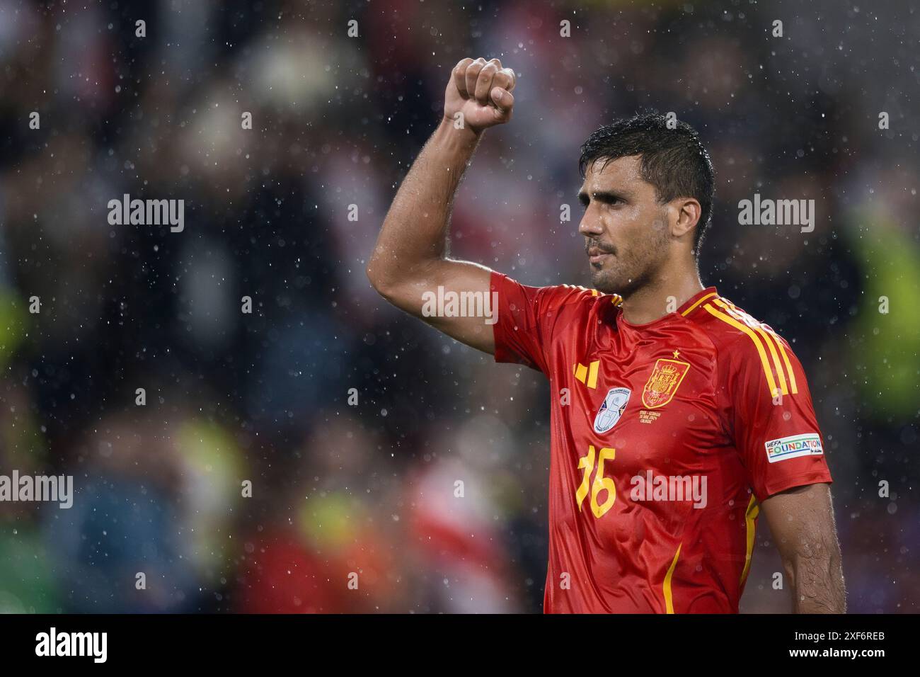 Cologne, Germany. 30 June 2024. Rodri of Spain celebrates at the end of ...