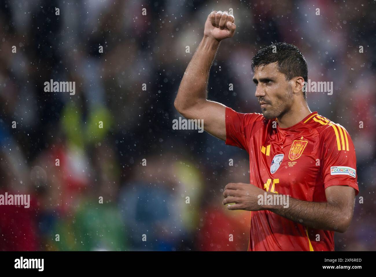Cologne, Germany. 30 June 2024. Rodri of Spain celebrates at the end of ...