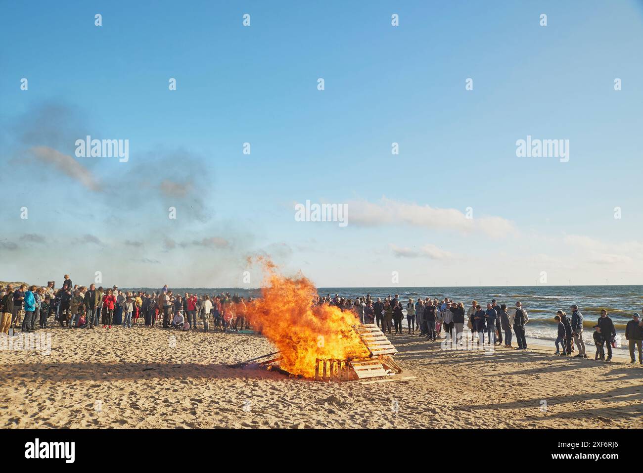 Sondervig, Denmark, June 23, 2024: St. Hans Day on the seashore Stock ...