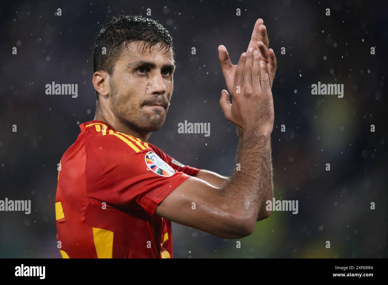 Cologne, Germany. 30 June 2024. Rodri of Spain gestures at the end of ...