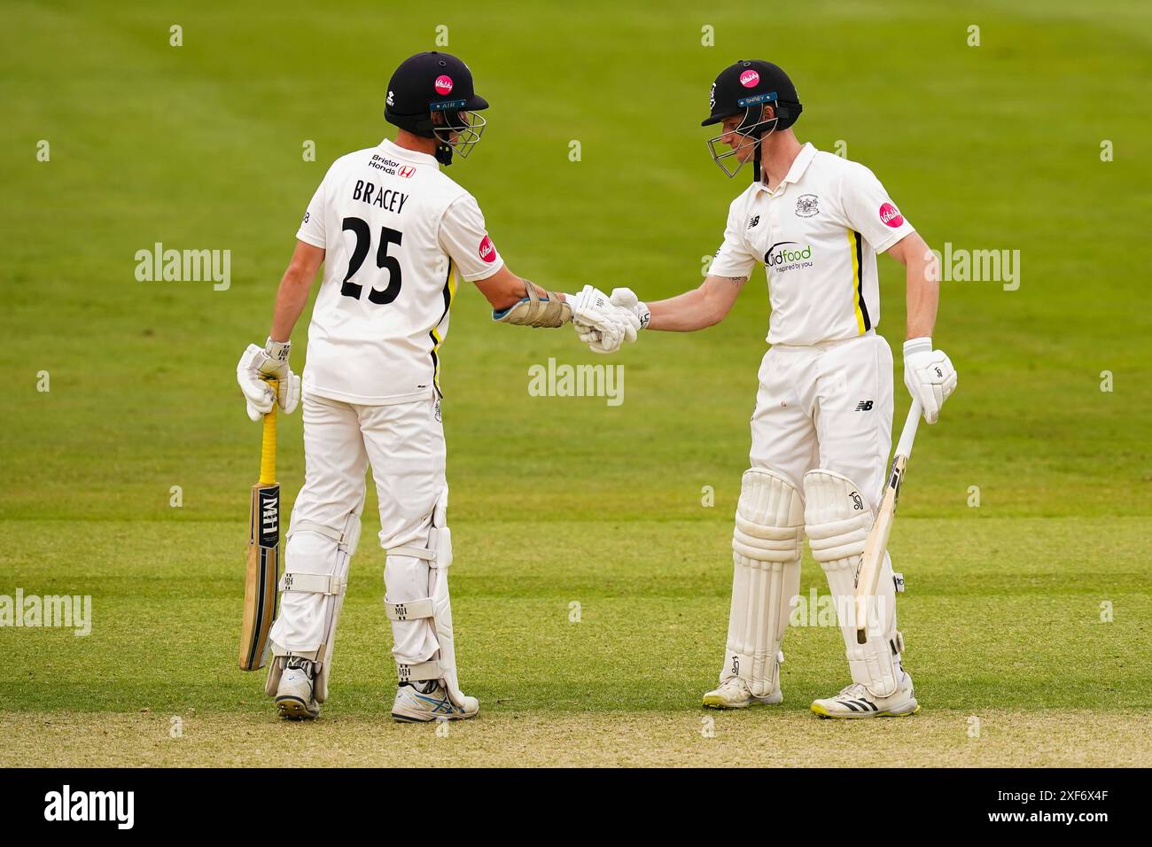 Cheltenham, UK, 1 July 2024. Gloucestershire's James Bracey and Cameron ...