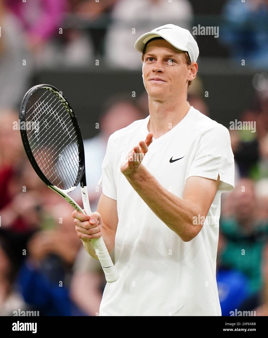 Jannik Sinner celebrates following his victory against Yannick Hanfmann ...