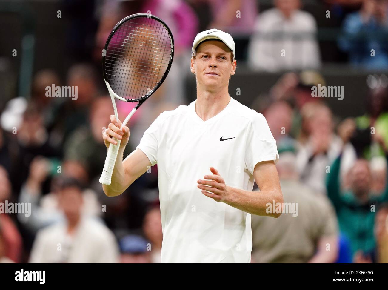 Jannik Sinner celebrates following his victory against Yannick Hanfmann ...
