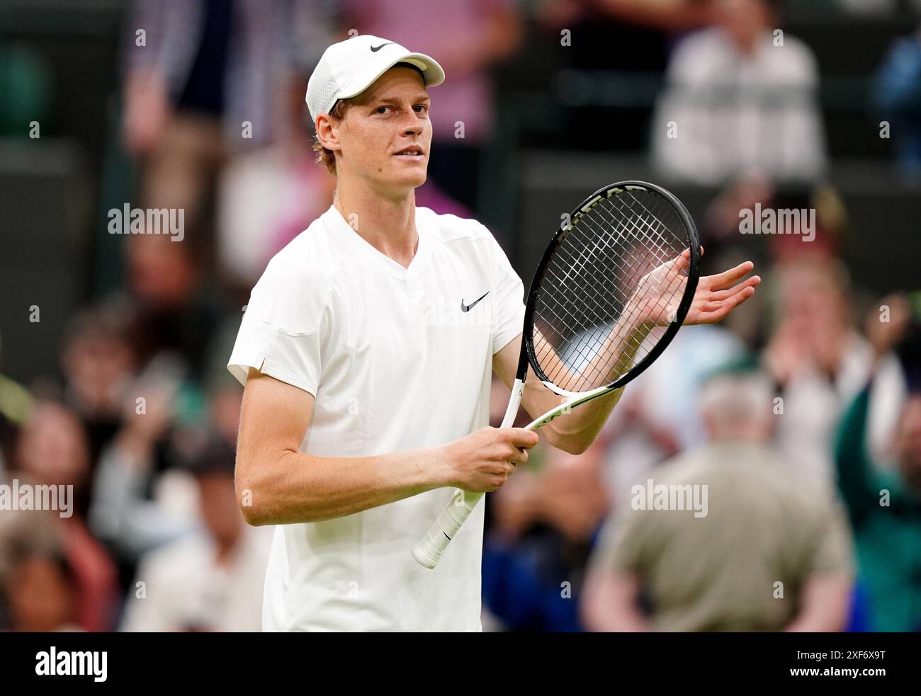 Jannik Sinner celebrates following his victory against Yannick Hanfmann ...