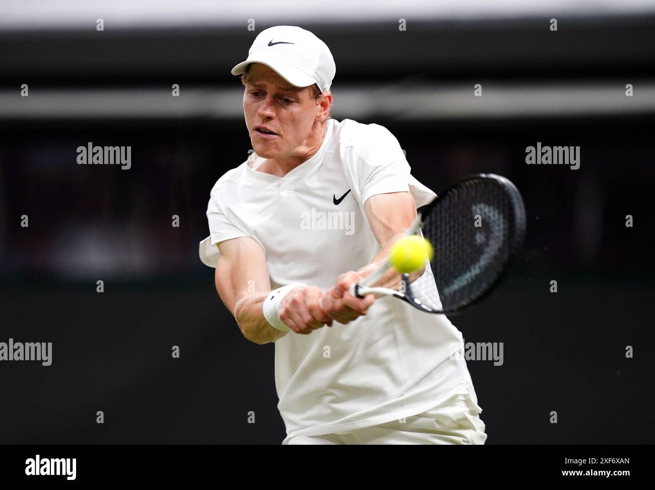 Jannik Sinner in action during his match against Yannick Hanfmann on ...