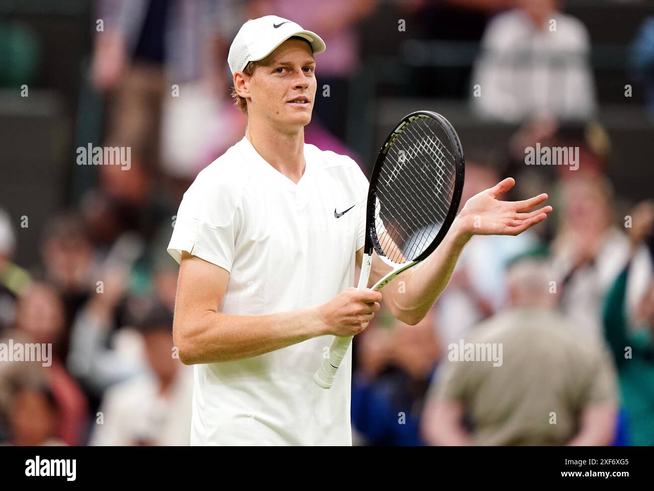 Jannik Sinner in action during his match against Yannick Hanfmann on ...