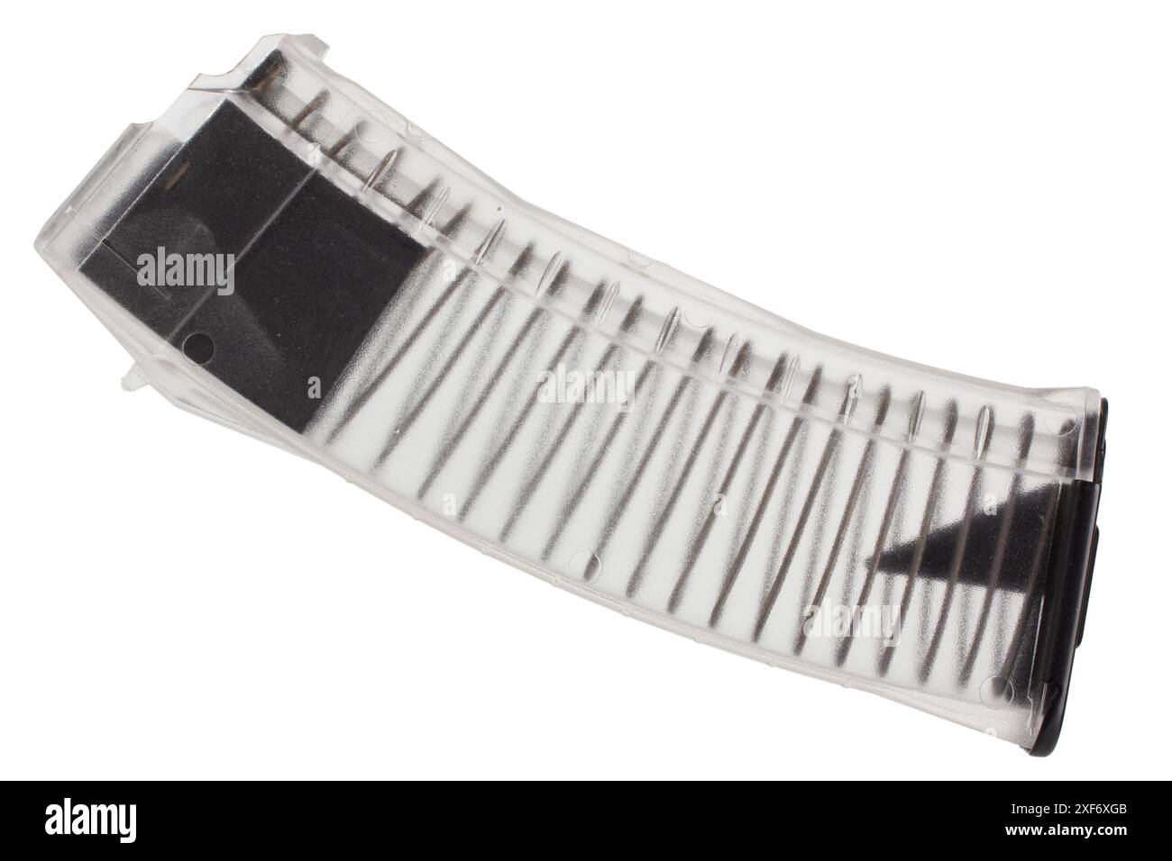 Kalashnikov ak 47 magazine made of transparent plastic. Isolated on ...