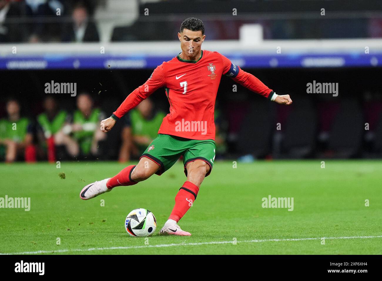 Portugal's Cristiano Ronaldo takes a free-kick during the UEFA Euro ...